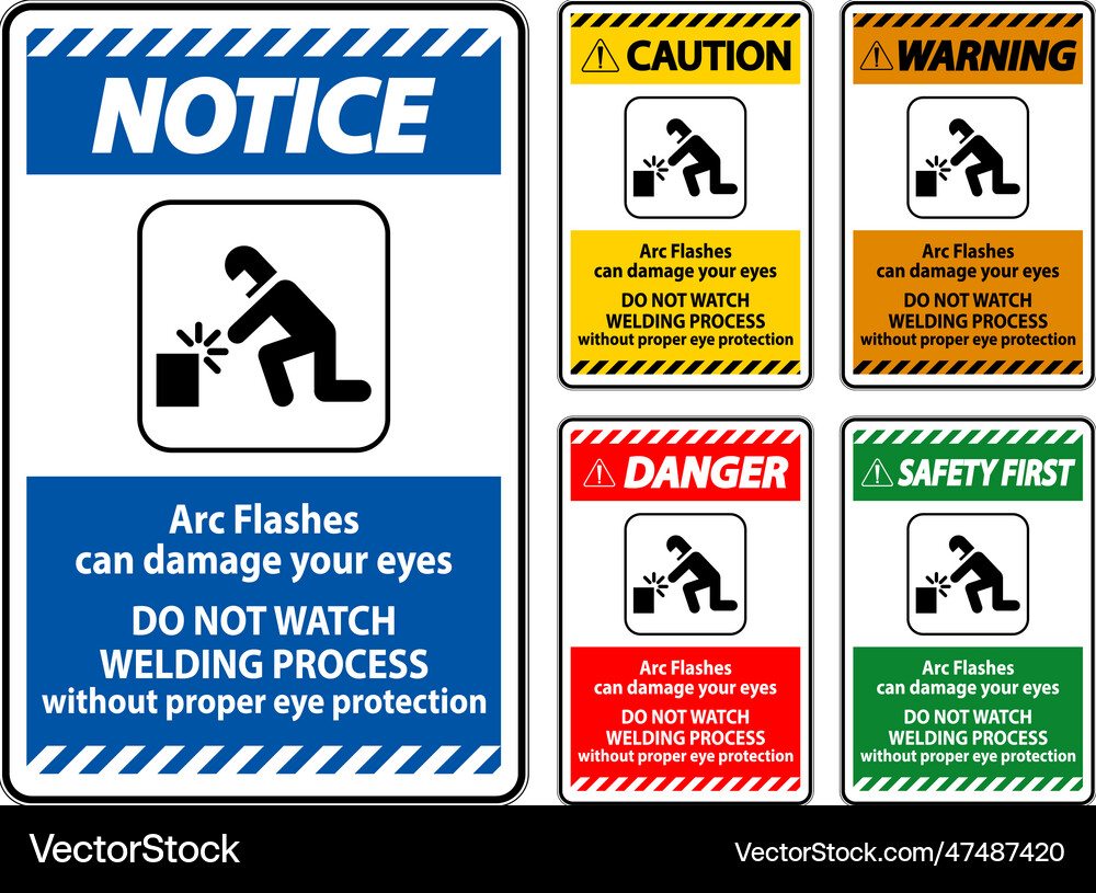 Danger sign arc flashes can damage your eyes do Vector Image