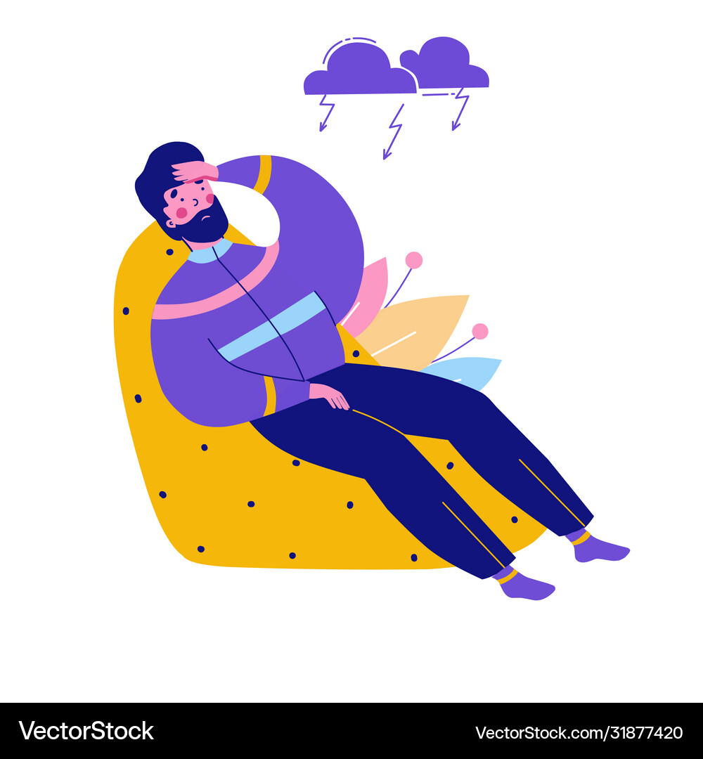 Depression suffering sadness despondency cartoon Vector Image