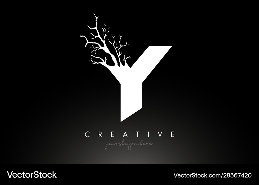 Letter y design logo with creative tree branch y Vector Image