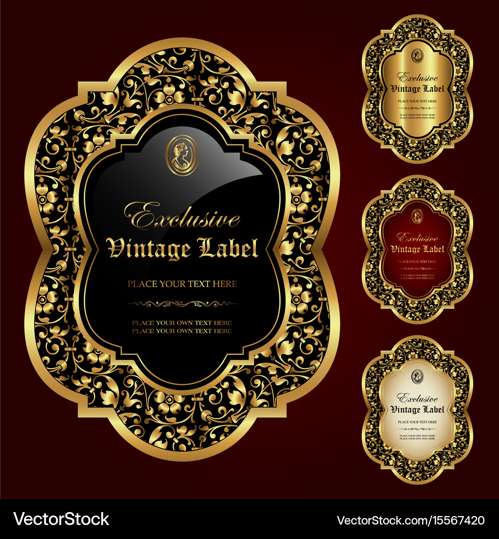 Luxury ornamental gold-framed labels Royalty Free Vector