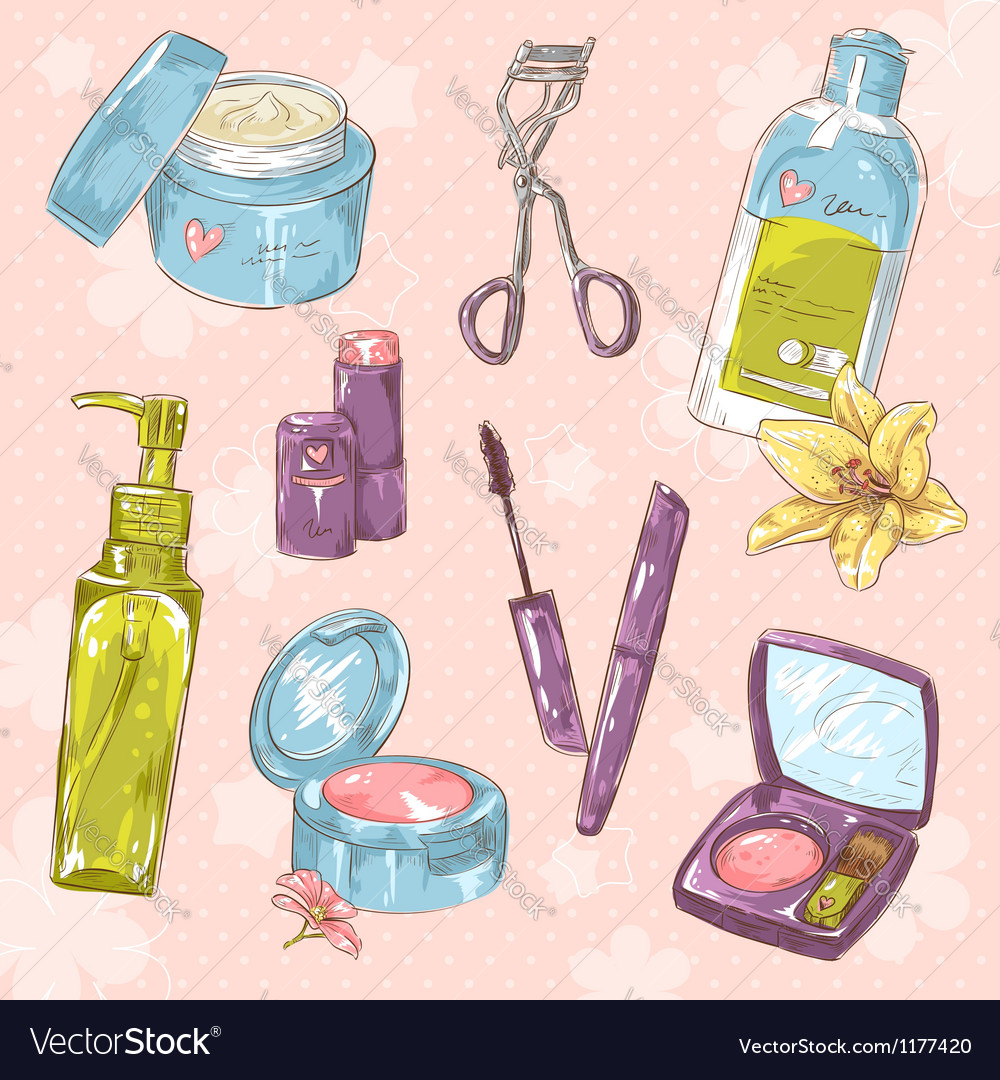 Makeup objects Royalty Free Vector Image - VectorStock