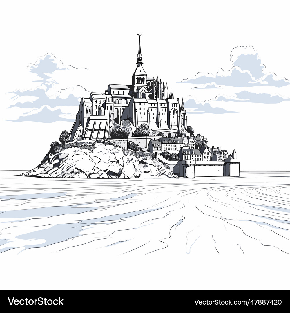 Mont saint-michel hand-drawn comic mont saint Vector Image