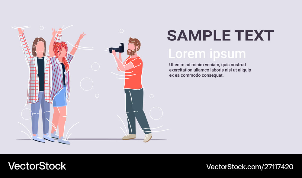 Professional male photographer using digital dslr Vector Image