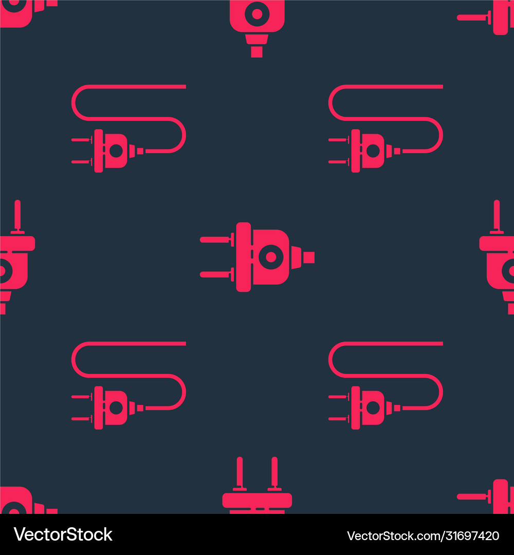 Set electric plug and electric plug on seamless Vector Image