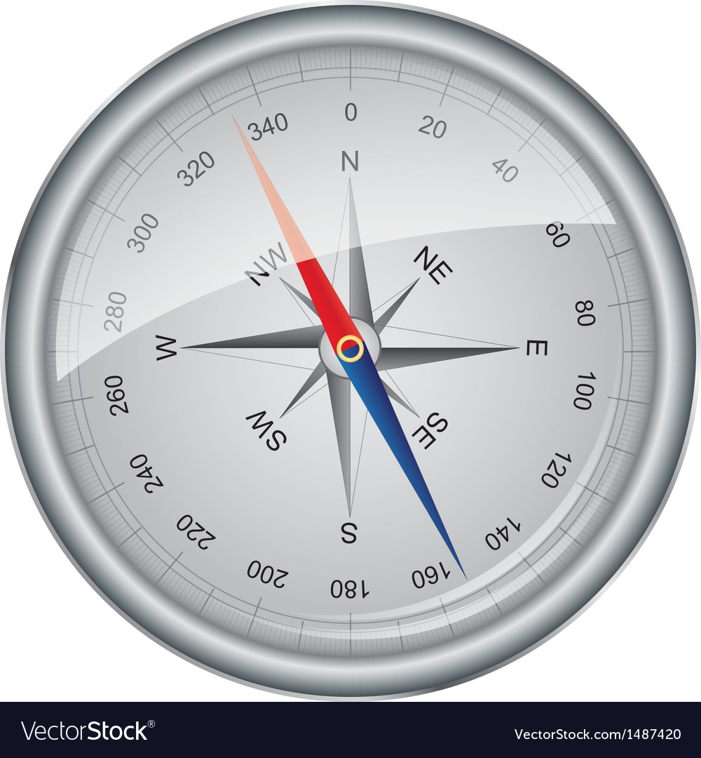 Silver compass Royalty Free Vector Image - VectorStock