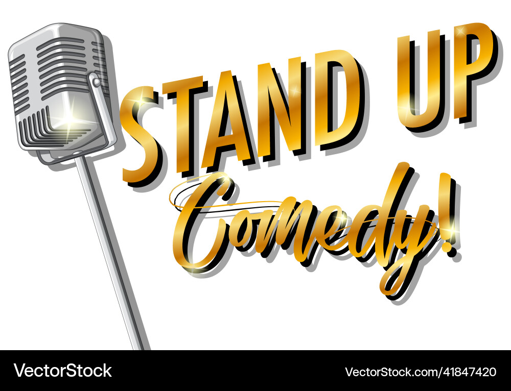 Stand up comedy banner with vintage microphone Vector Image