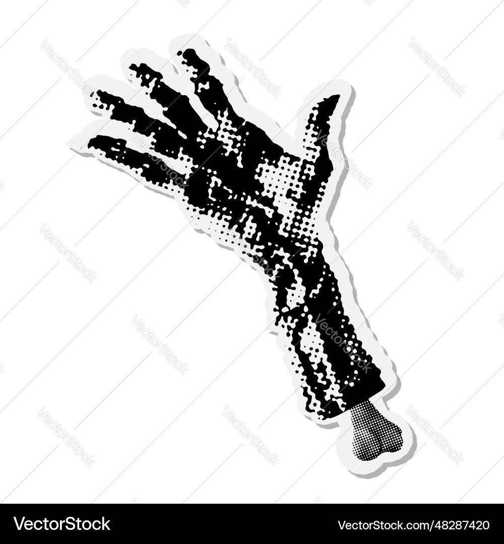 Torn off zombie hand- halloween halftone mixed Vector Image