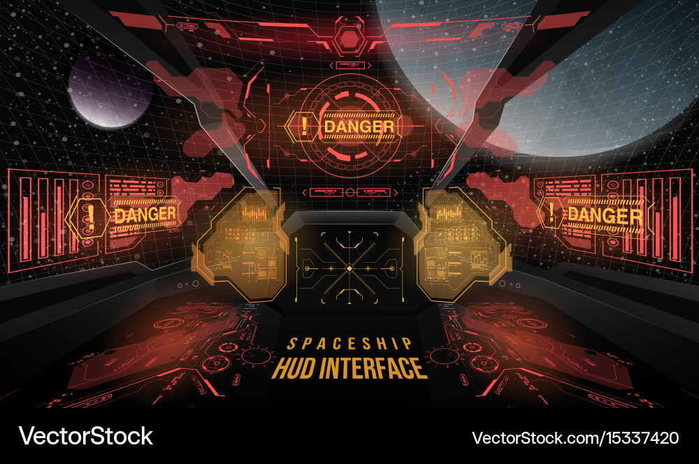 View from the cockpit spaceship head-up display Vector Image