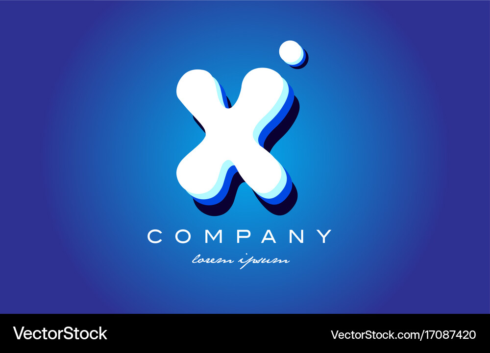 X blue white 3d letter alphabet icon design Vector Image