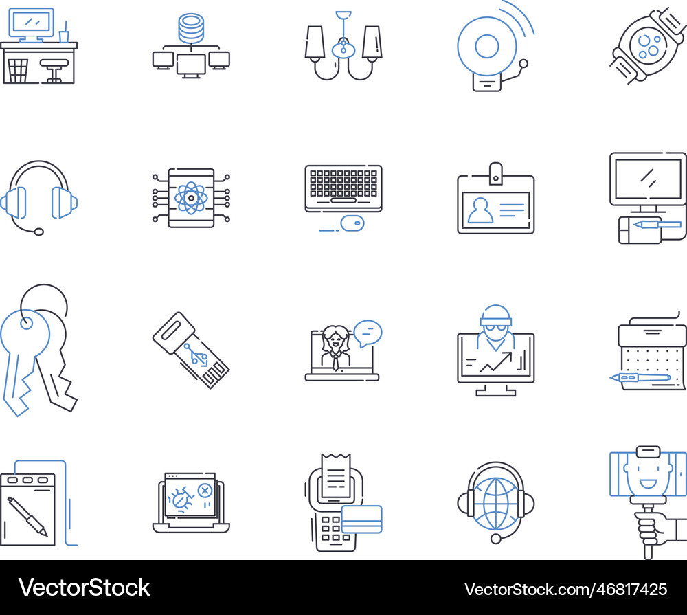 Digital line icons collection technology online Vector Image