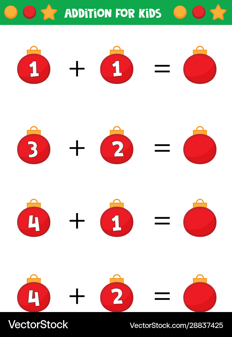 Educational worksheet for preschool kids addition Vector Image