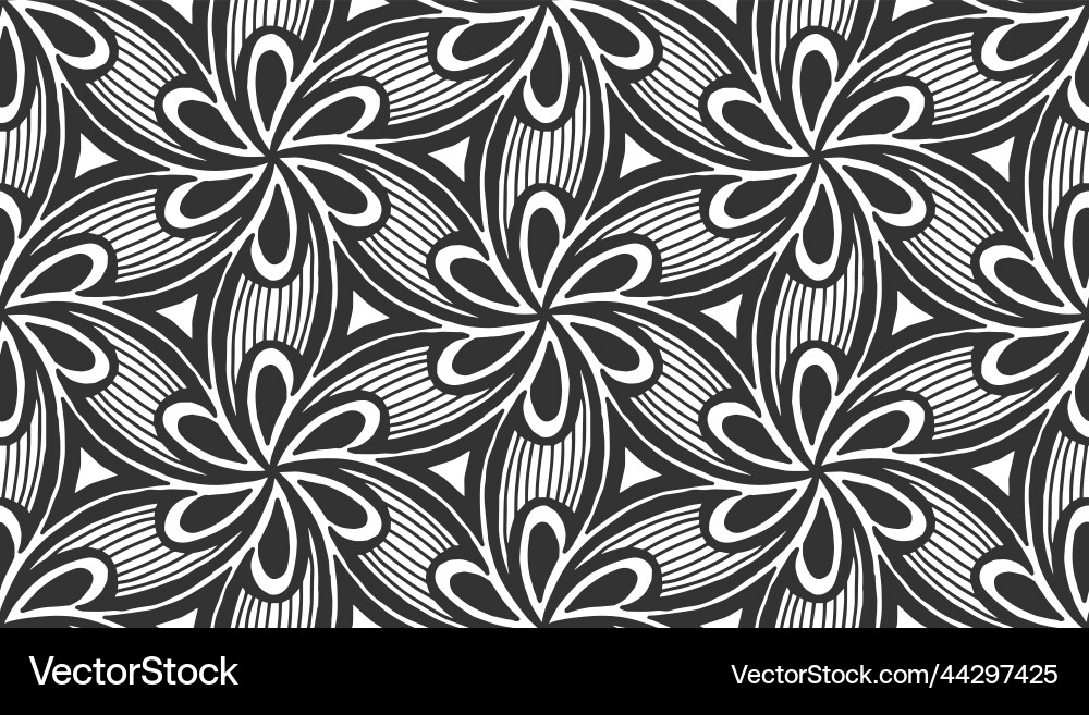 Flower black lace seamless pattern floral tile Vector Image