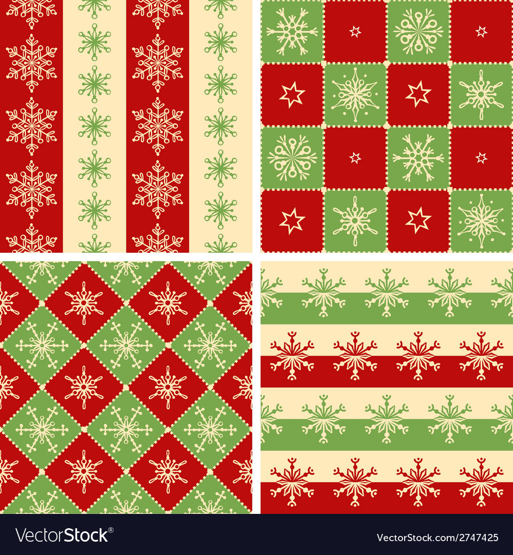 Four christmas seamless patterns Royalty Free Vector Image