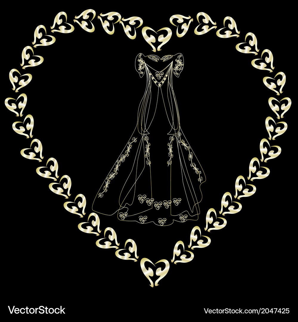 Gold wedding dress in the loop Royalty Free Vector Image