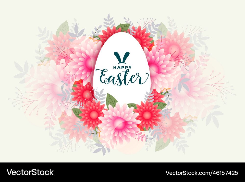 Happy easter flower style celebration card design Vector Image