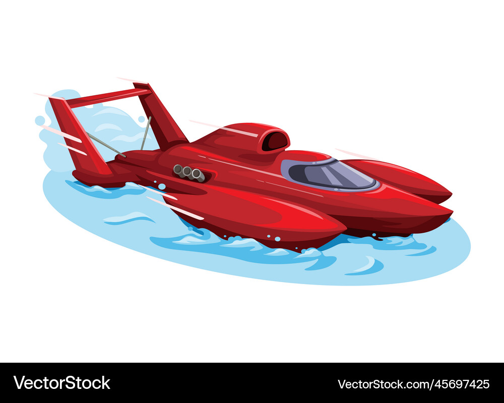 Hydroplane boat racing red cartoon Royalty Free Vector Image