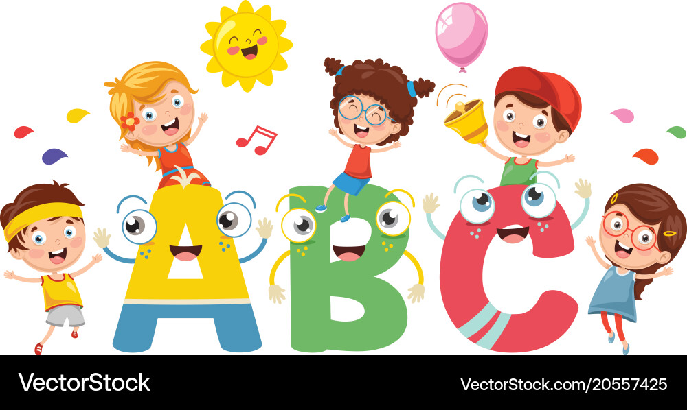 Kids and alphabet characters Royalty Free Vector Image