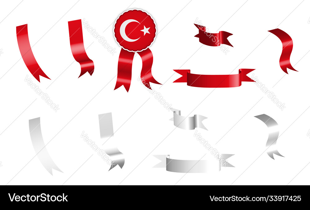 Label set white and red ribbons with tag Vector Image
