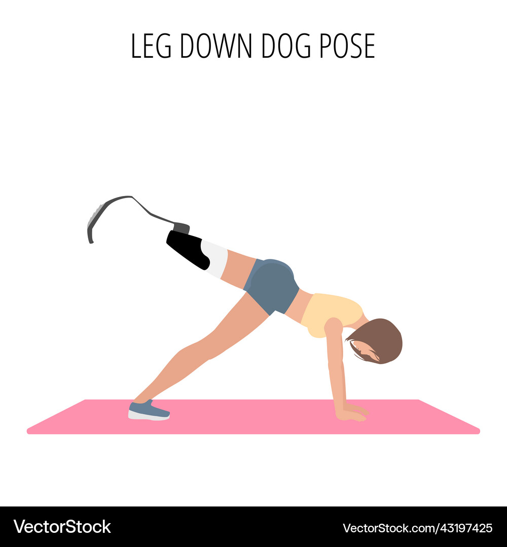 Leg down dog pose yoga workout Royalty Free Vector Image