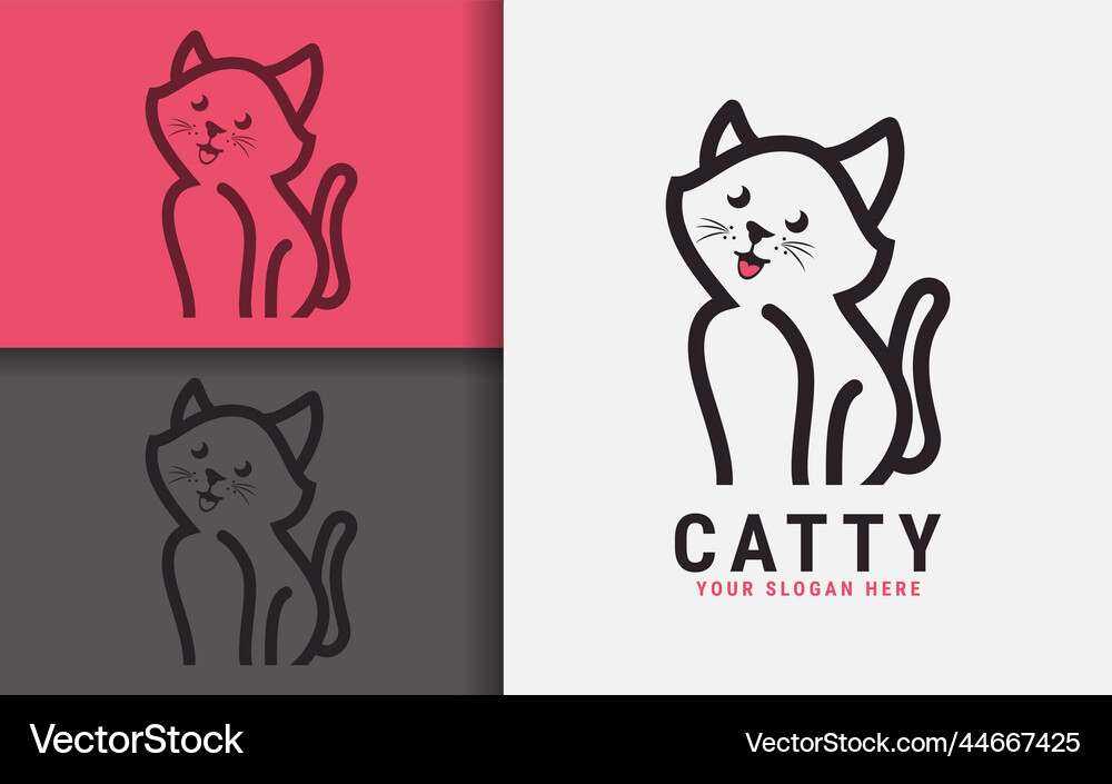 Minimalist cat logo design with cute pose concept Vector Image