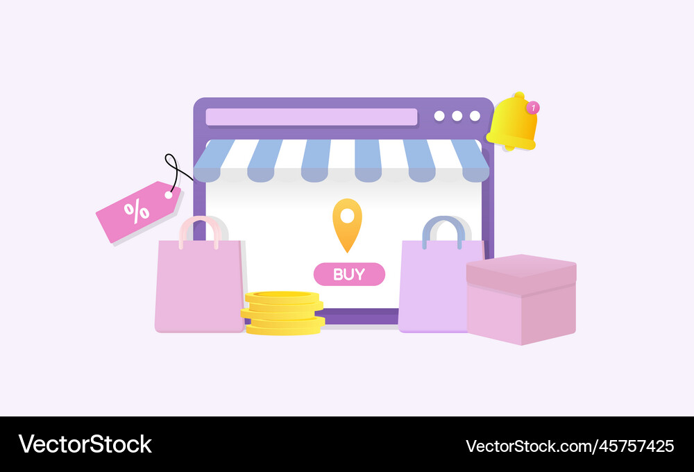 Online shopping 3d shop logo Royalty Free Vector Image