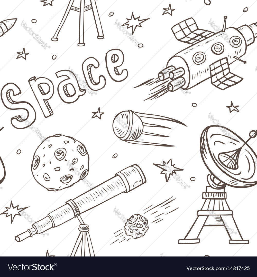 Seamless pattern with space ship Royalty Free Vector Image