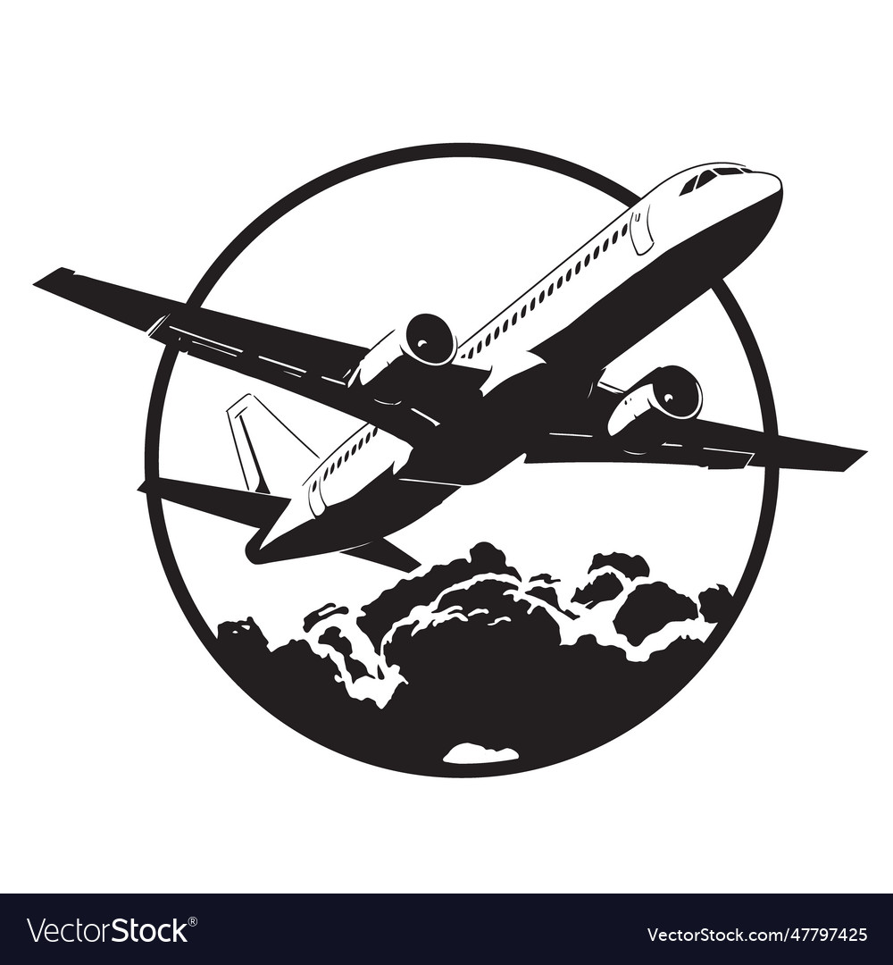 Taking off plane logo Royalty Free Vector Image Taking off plane logo Royalty Free Vector Image