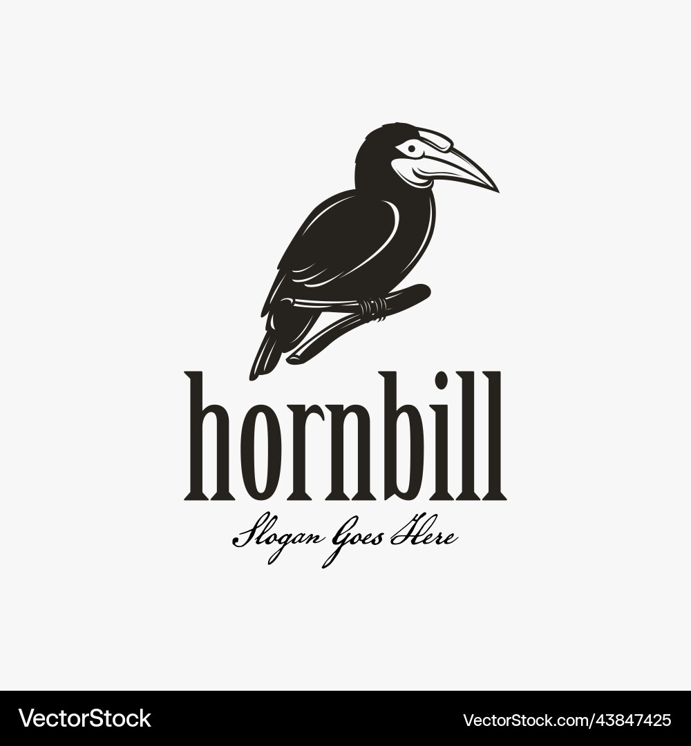 Vintage hornbill logo design bird Royalty Free Vector Image