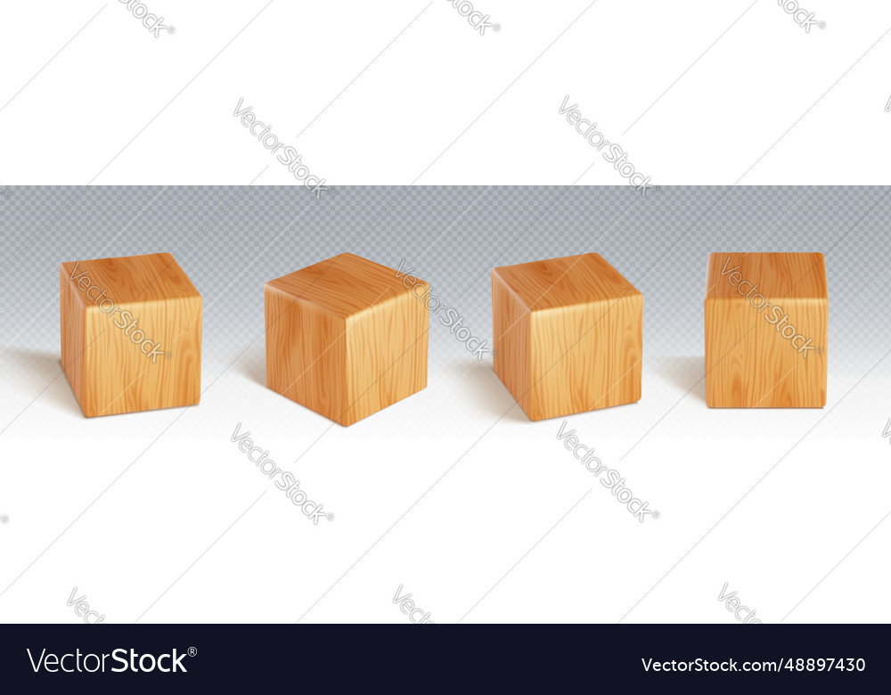 3d Wood Cube Block To Play Game Realistic Vector Image