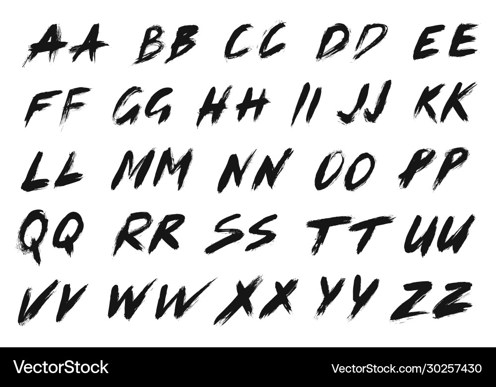 Abc set with alternatives brush font alphabet Vector Image