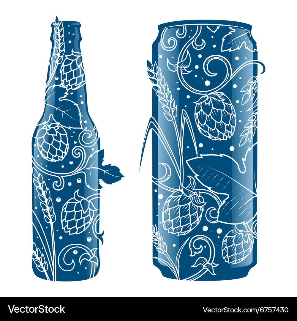Beer can and bottle abstract ornament Royalty Free Vector
