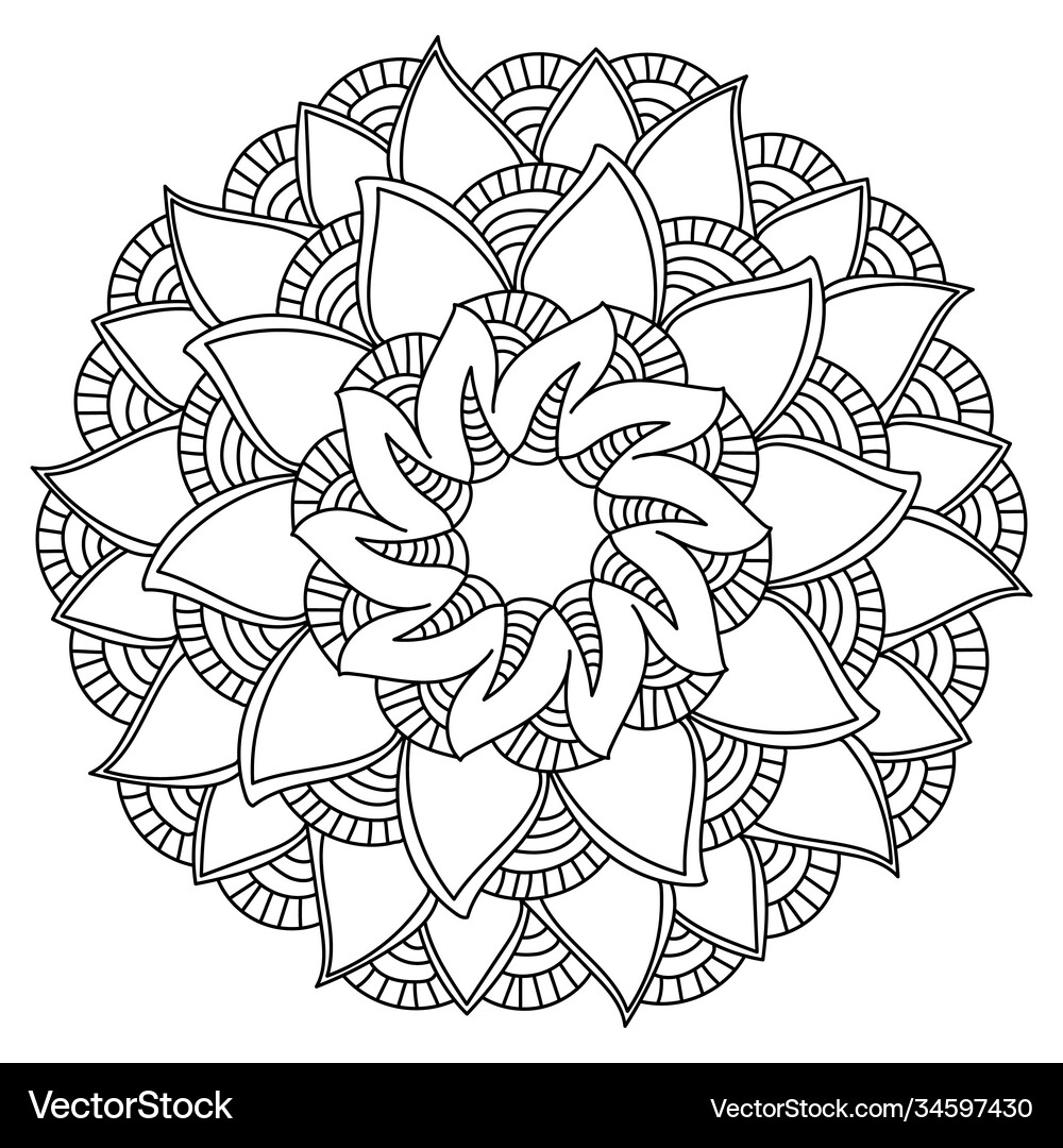 Contour antistress mandala with repeating arcs Vector Image