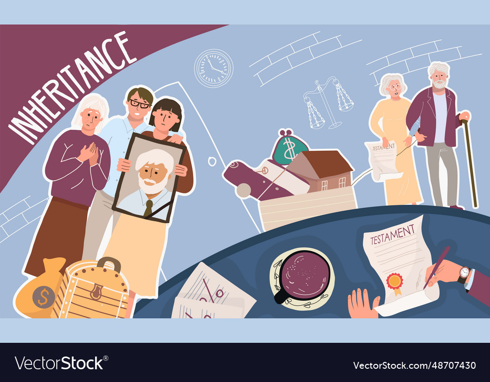 Inheritance flat collage Royalty Free Vector Image