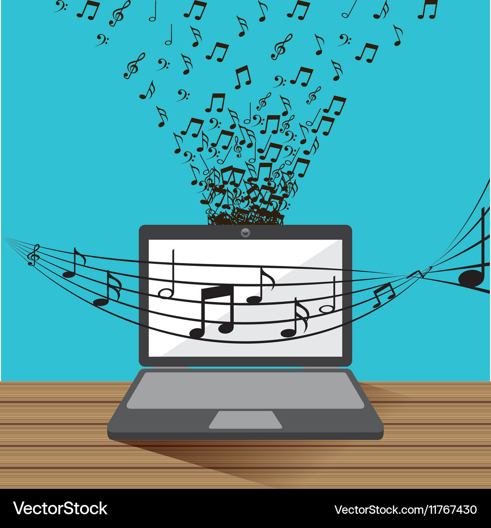 Laptop and music design Royalty Free Vector Image
