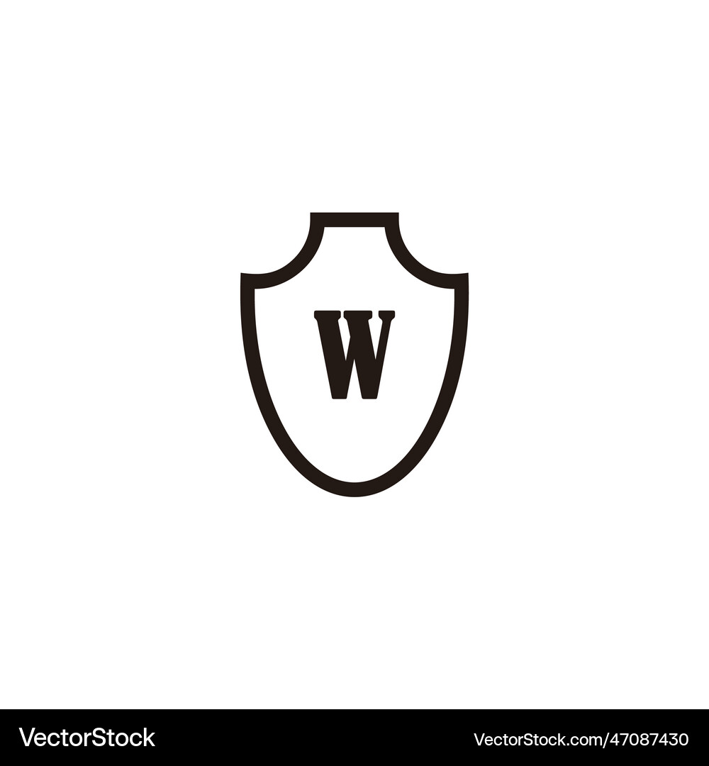 Letter w in shield line geometric symbol simple Vector Image
