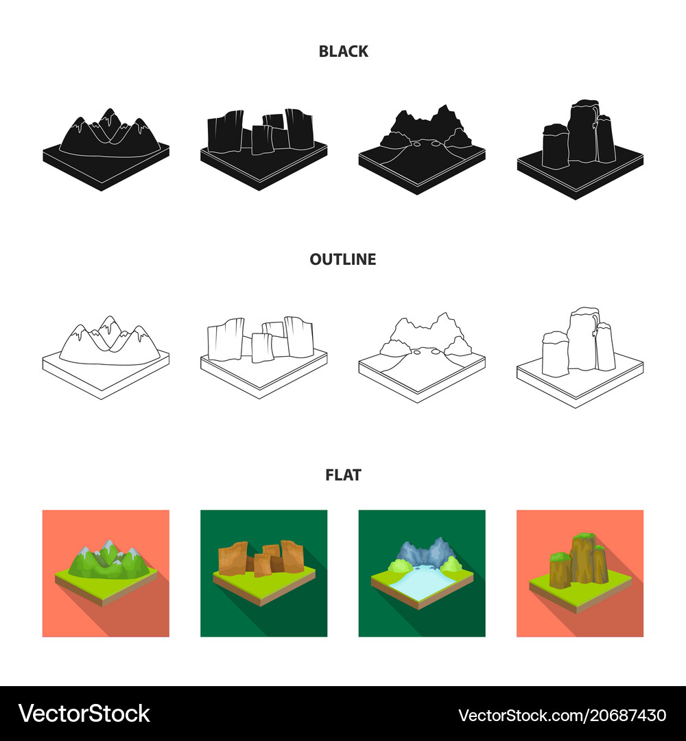 Mountains rocks and landscape relief and Vector Image
