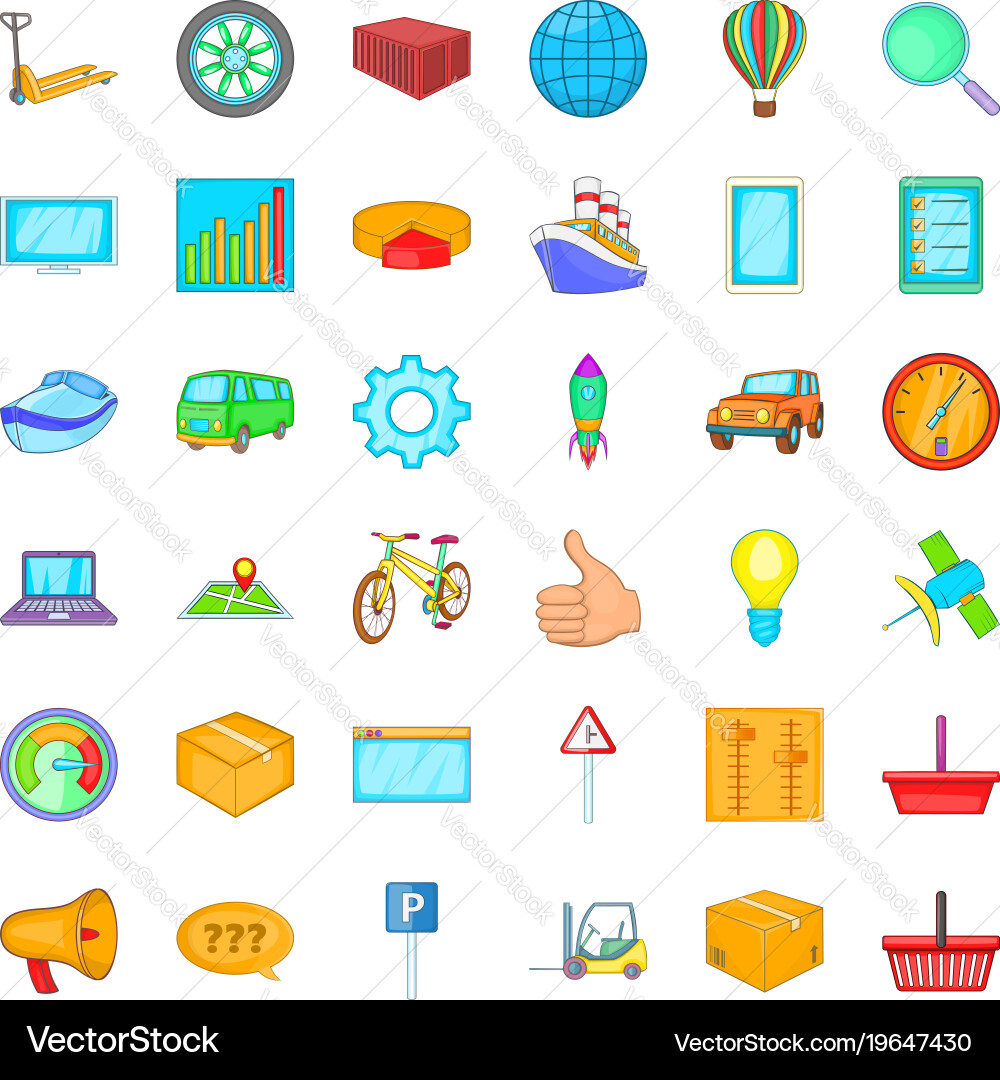 Procurement icons set cartoon style Royalty Free Vector