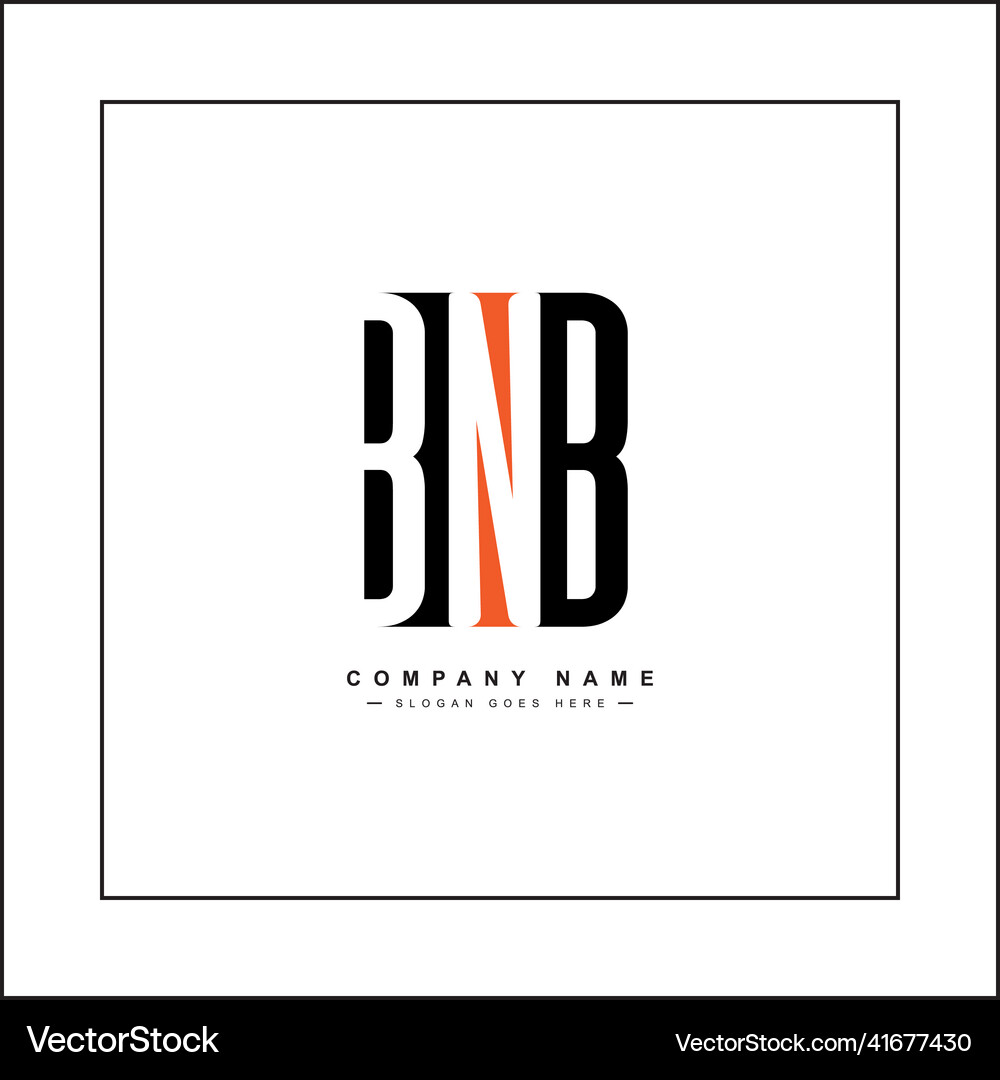 Simple business logo for initial letter bnb Vector Image