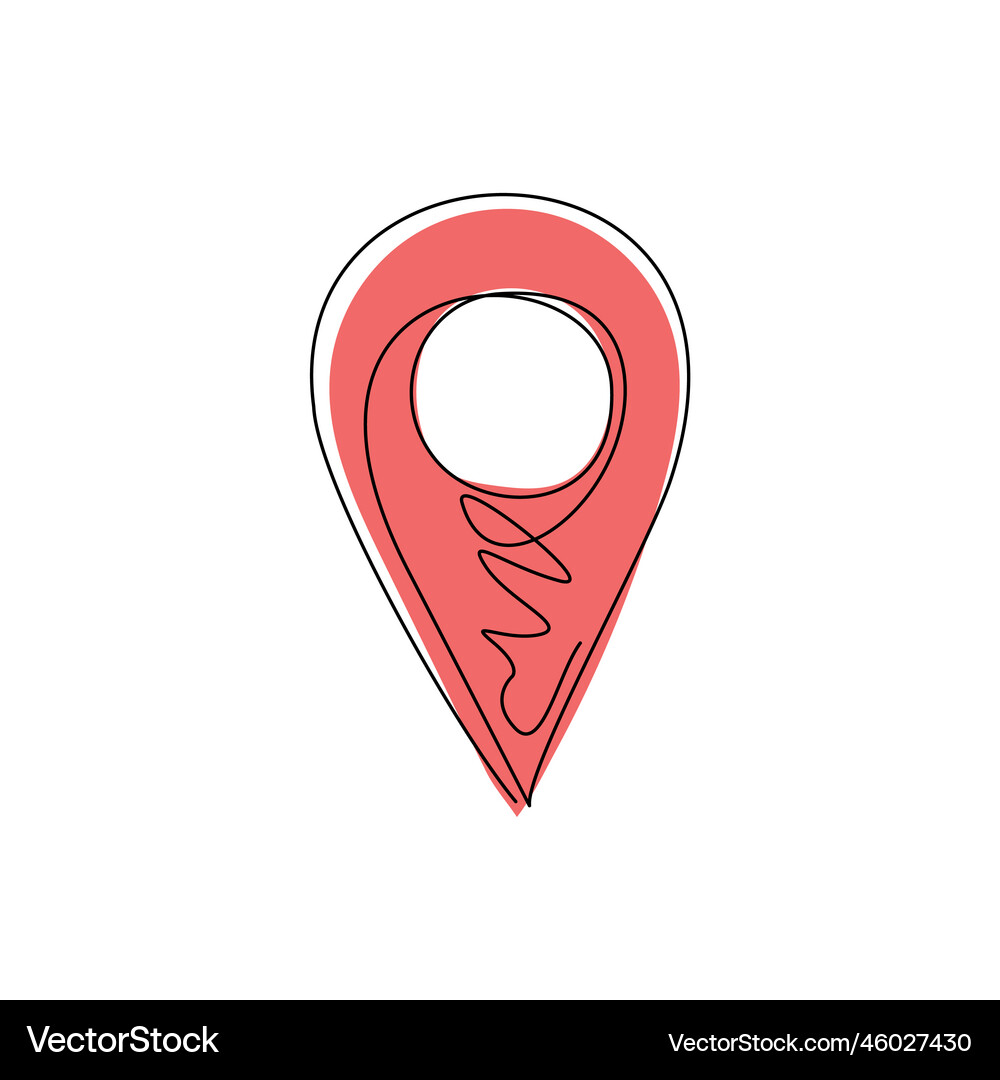 Single one line drawing pin of map icon drop Vector Image