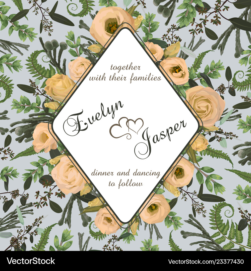 Wedding square floral invitation invite card Vector Image