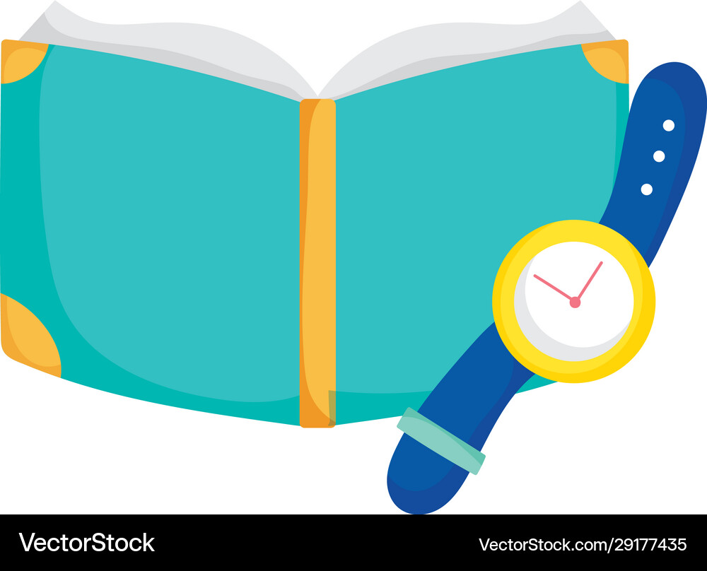 Back to school education open book and watch Vector Image