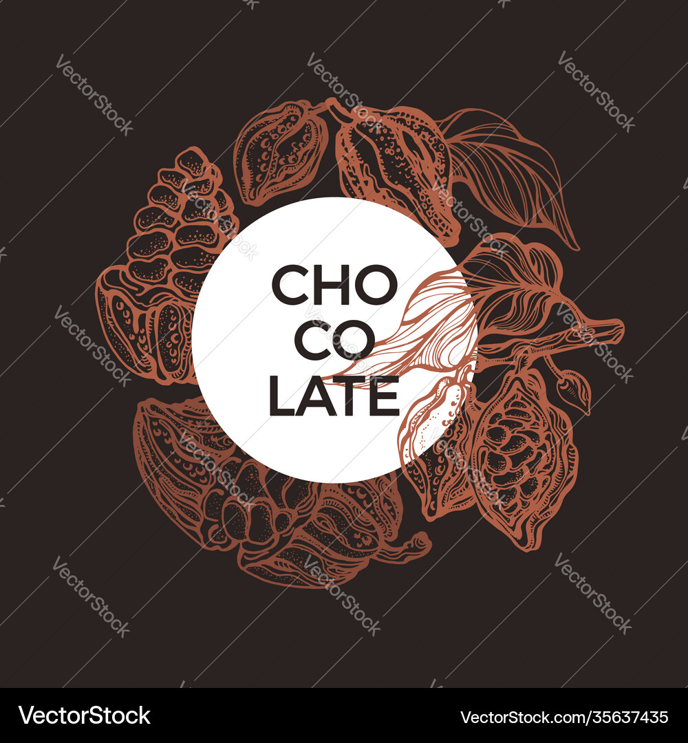 Cocoa design graphic symbol in circle nature tree Vector Image