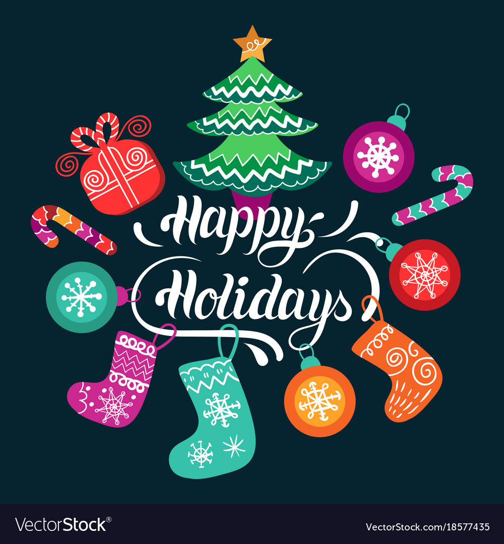 Happy holidays lettering design Royalty Free Vector Image