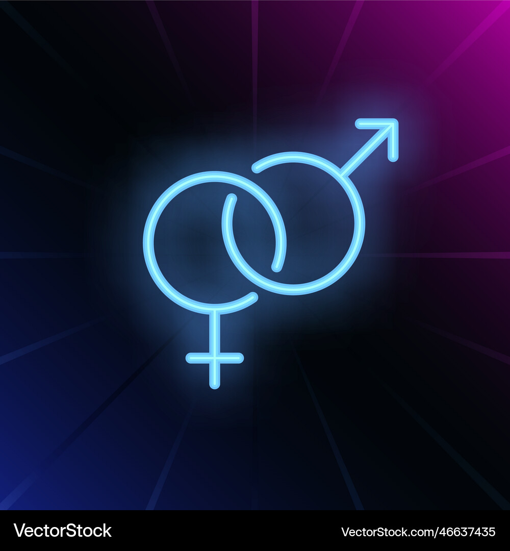 Heterosexuality symbol neon sign Royalty Free Vector Image
