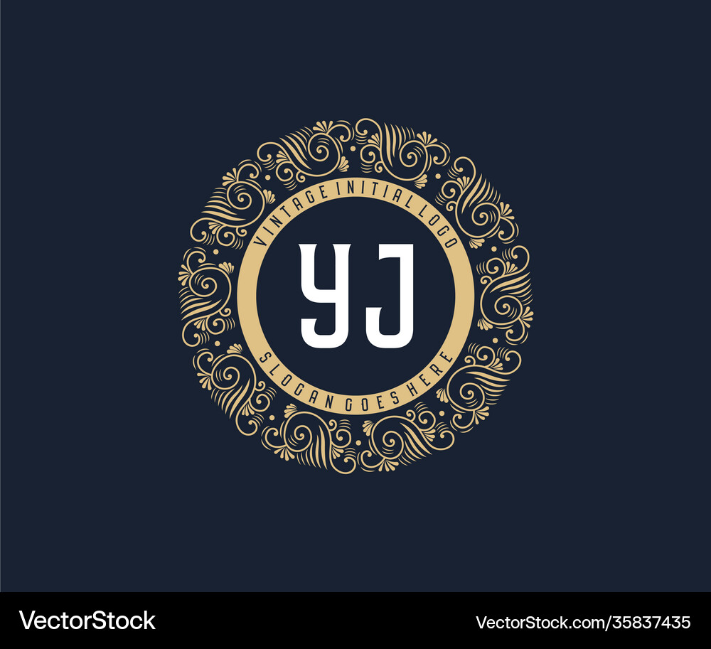 Initial yj antique retro luxury victorian Vector Image
