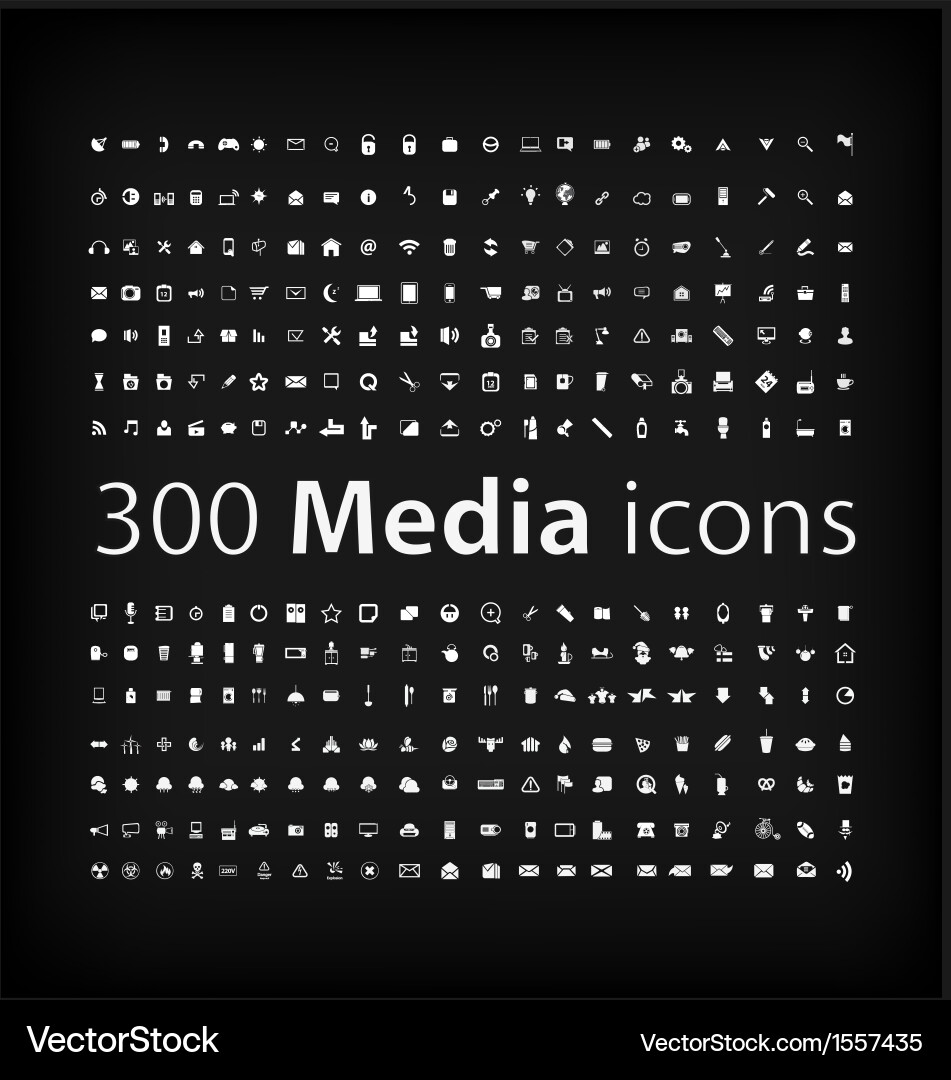 Media Icon set office media mobile icon Royalty Free Vector