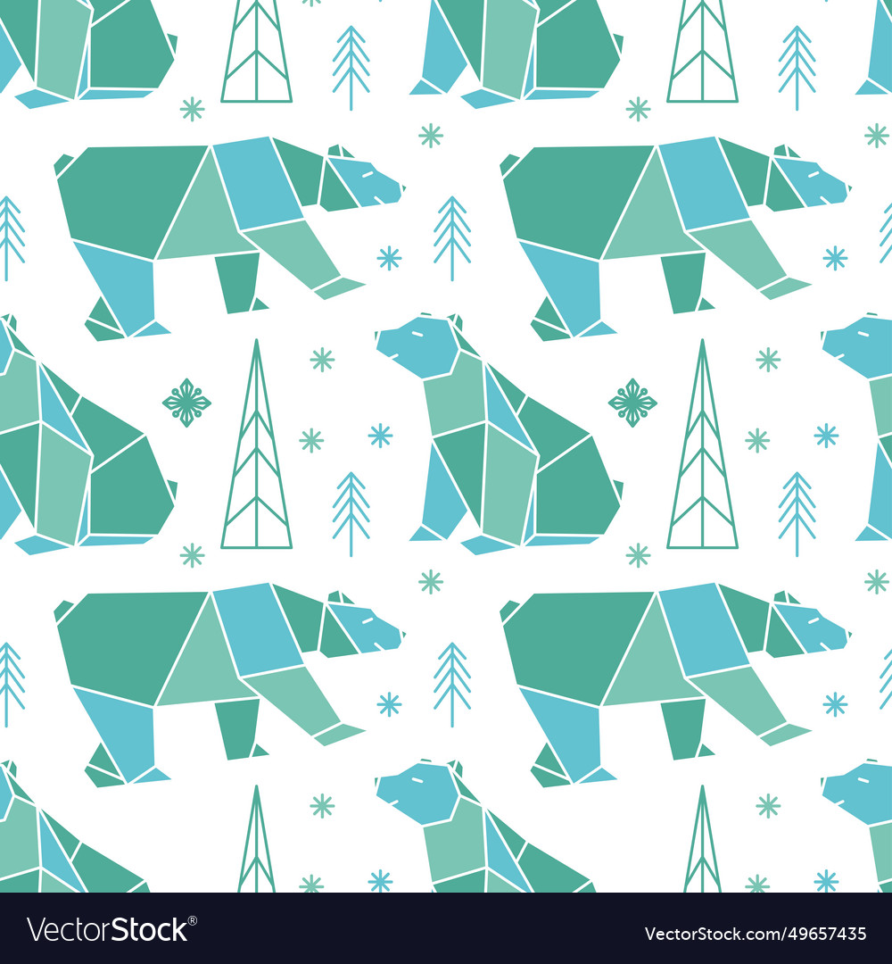 Polar bear geometric shapes winter print Vector Image