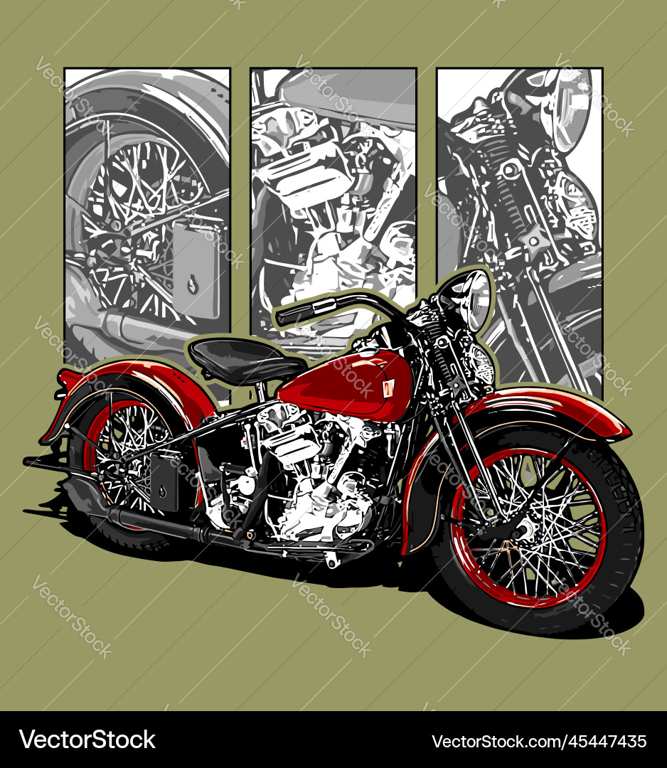 Red classic motorbike template Royalty Free Vector Image