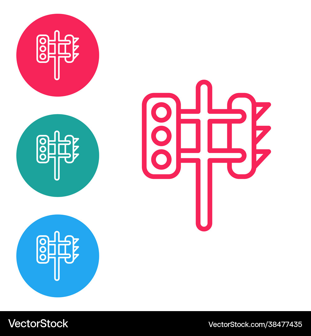 Red line traffic light icon isolated on white Vector Image