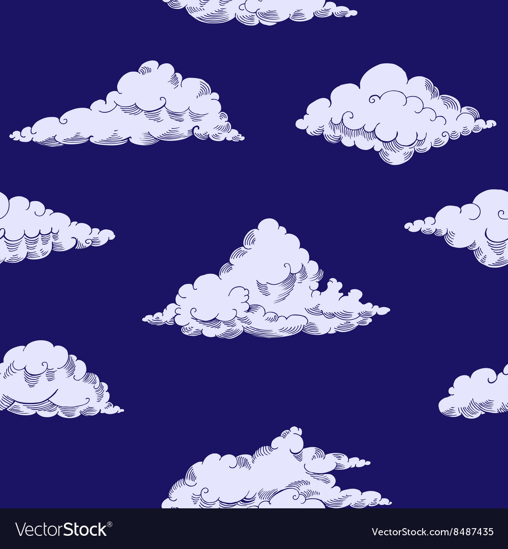 Seamless pattern with clouds sketches Royalty Free Vector